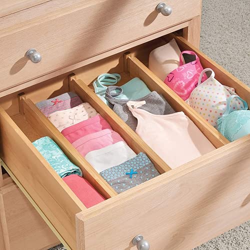Bamboo Drawer Dividers Set of 4, Adjustable Drawer Organizers for Kitchen, Bedroom, Bathroom, Dresser & Office (13"-17")