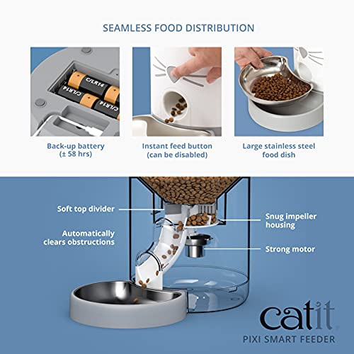 Catit PIXI Smart Feeder – Automatic and Customizable Feeding Schedule with App Support, White