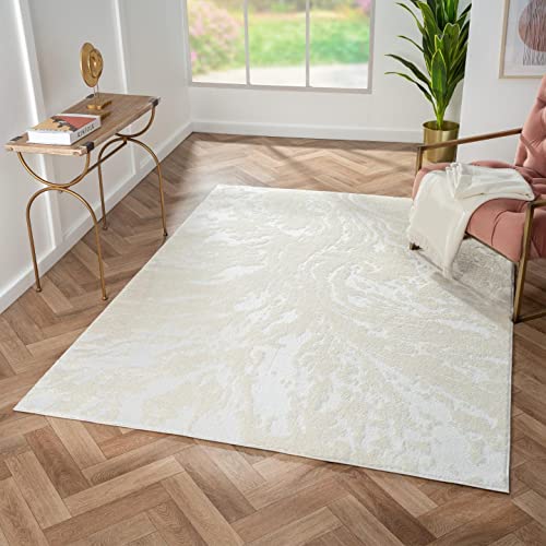 LUXE WEAVERS Abstract Textured Marble Swirl Cream 8x10 Area Rug