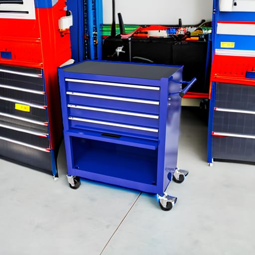 Tool Cart on Wheels 24.4in,4 Drawers Rolling Tool Box,Locked Drawers Storage Organizer Cabinet for Garage, Warehouse, Repair Shop, Workshop