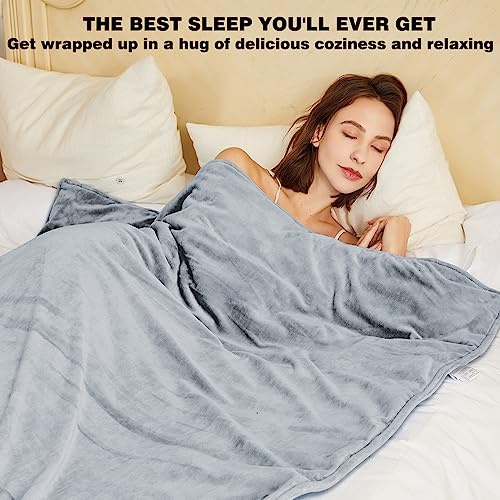 Weighted Blanket Twin Size 48''x72'' 12lbs Soft Minky Weighted Blankets for Adult All-Season with Premium Glass Beads for Sleep Partner (Dark Grey)