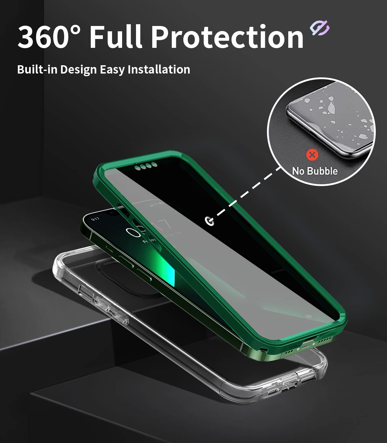 Magnetic Case for iPhone 13 Pro Max, [with Privacy Screen Protector][100% Screen Sensitivity][Compatible with MagSafe] Full Body Shockproof Anti Spy Cell Phone Case Cover 6.7 inch-Alpine Green