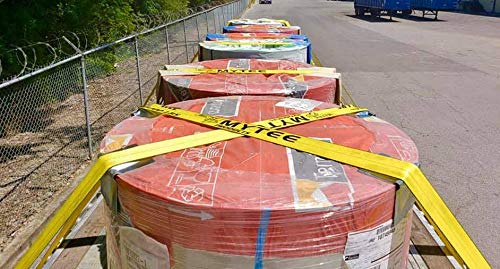 Mytee Products (10 Pack Winch Straps 4" x 27' Yellow Heavy Duty with Flat Hooks WLL# 5400 lbs | Flatbed Straps Tie Down 4 Inch Cargo Control Truck Straps for Flatbed Truck Utility Trailer