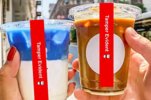 Safe Secure Tamper Evident Seals Stickers for Drink Lids 1" x 9" - 500 Pcs Food Delivery Stickers Sealed for Freshness Labels Drink Food Seal Stickers
