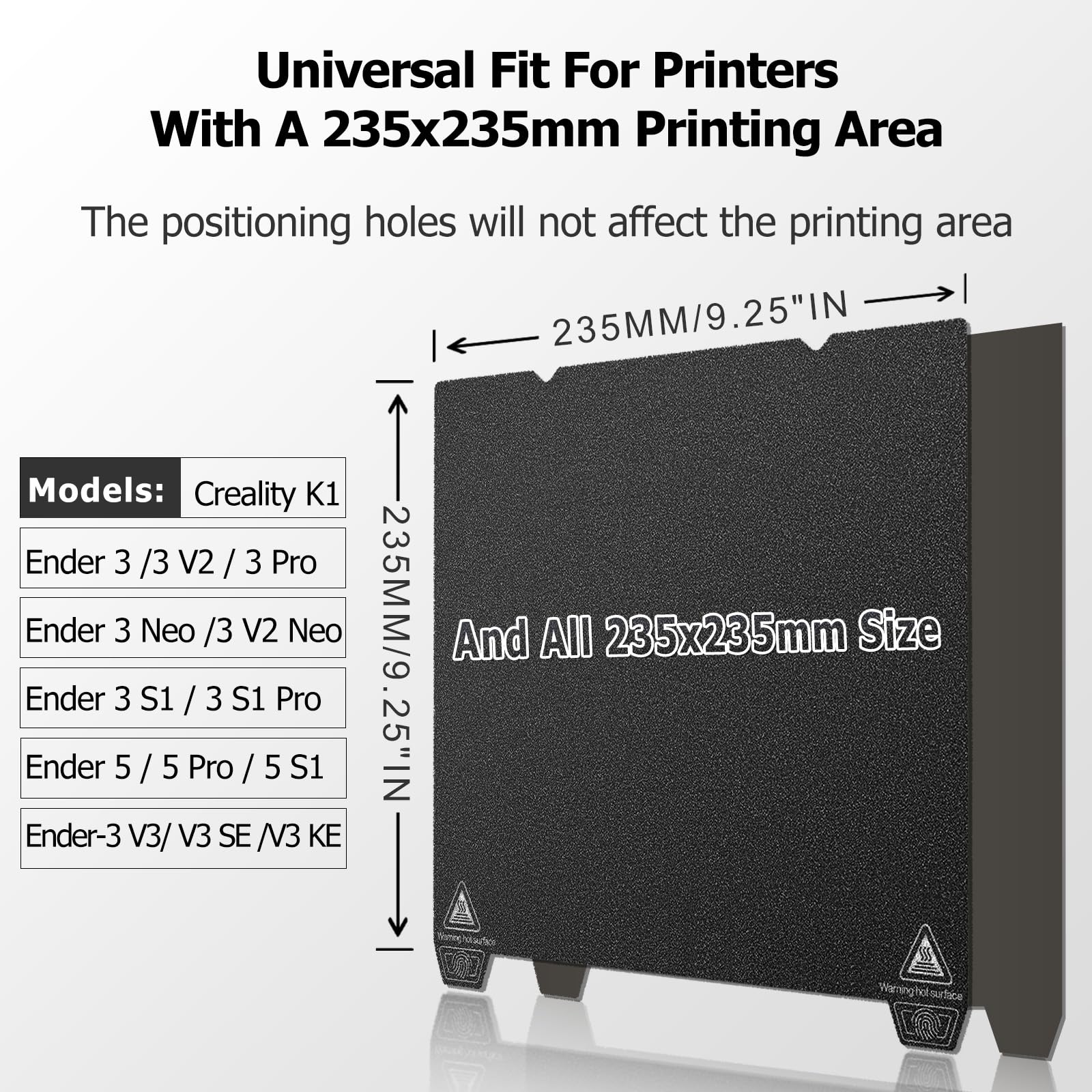 PEI Sheet Double Sided Textured 235mmx235mm with Flexible Steel Magnetic Bed 3D Printer Build Surface for Creality Ender 3/Ender 3 Pro/Ender 3 V2/Ender 3 S1/Ender 3 S1 Pro/Ender 3 Neo/Ender 3 V2 Neo