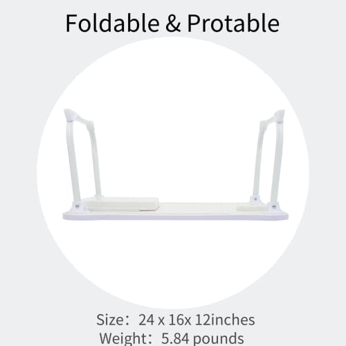 Foldable Laptop Bed Table Lap Desk Stand, Serving Tray Dining Table with Slot, with Foldable Legs & Cup Slot,Notebook Stand Holder, Working, Watching Movie on Bed/Couch/Sofa/Floor (White)