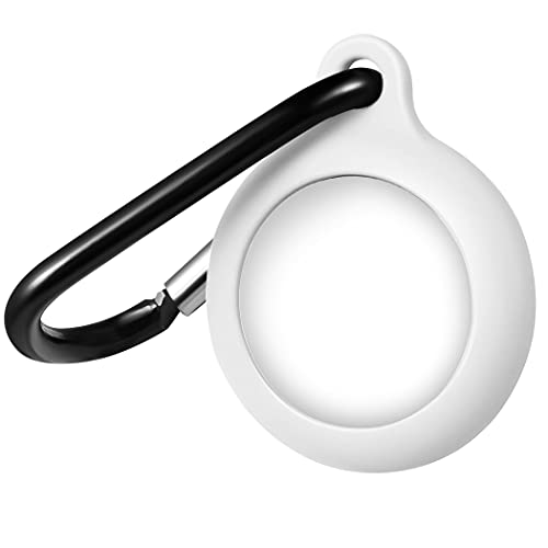 BAISHARK Holder for AirTag Case, Silicone Protective Cover for AirTag with Carabiners Keychain, Safety Protector for AirTags Key Tracker Finder, Anti-Lost, White