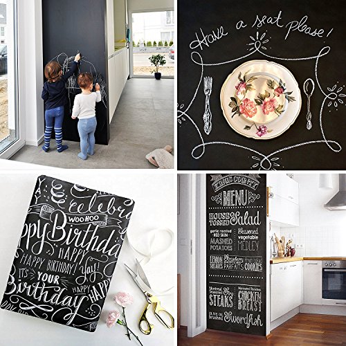 Artbits Large Chalkboard Adhesive Paper Roll (8 FEET) 5 Chalks Included - Peel & Stick Chalkboard Wallpaper for Walls, Tables, Schools, and Classrooms - Alternative to Blackboard Paint