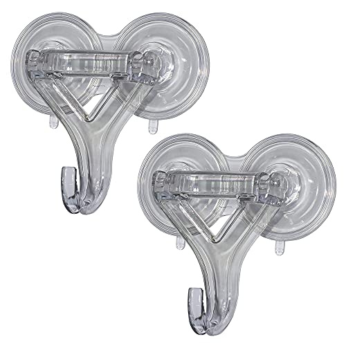 LITES-UP Heavy Duty Double Suction Cup Hook Reusable Wreath Hanger - Holds up to 25 LBs - Set of 2