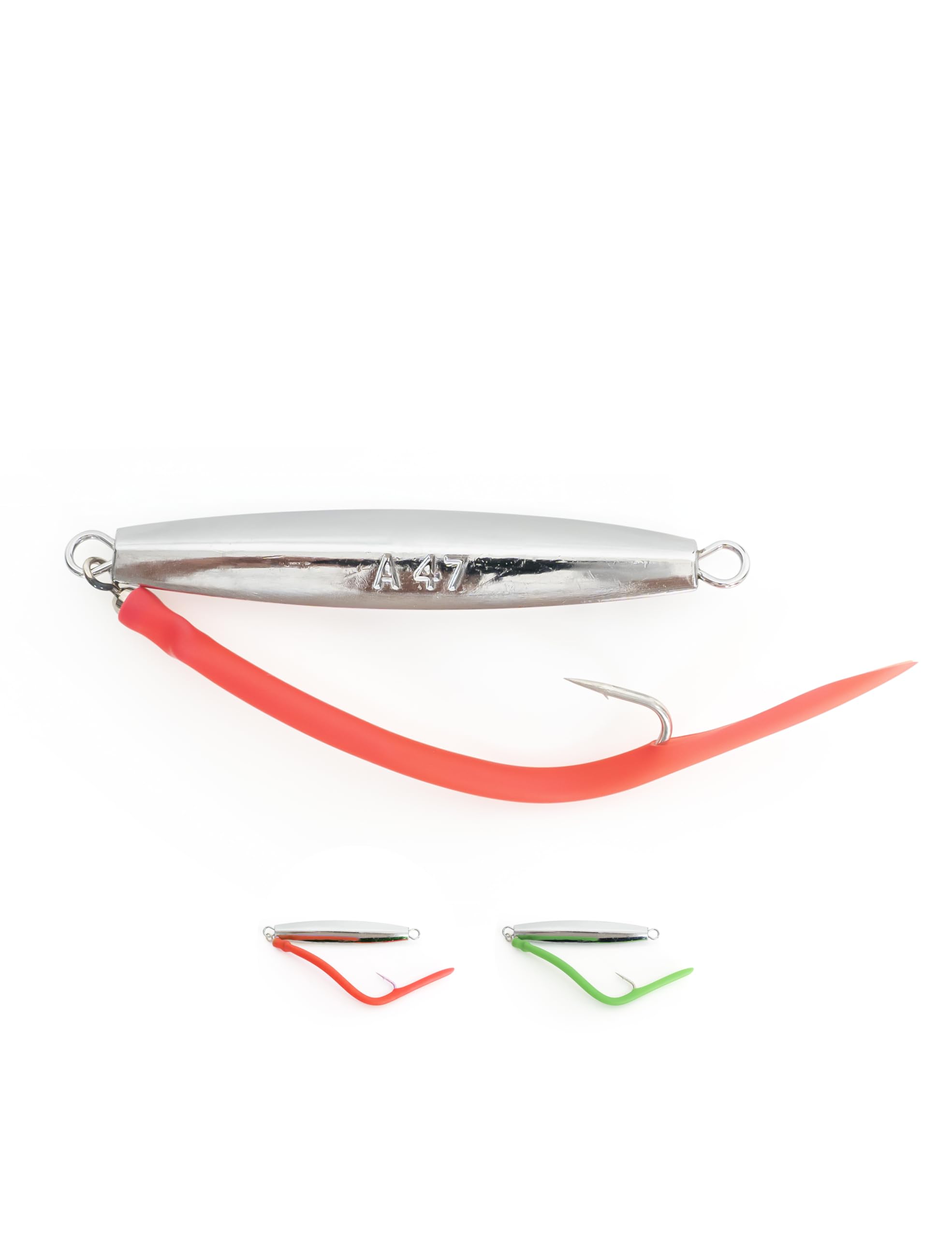 BLUEWING Diamond Jigs Fishing Saltwater Lure with Split Tube Tail and Stainless Steel Hook, 3oz, Red, 1pc