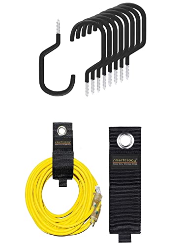 9 Pack Bike Storage Hooks with 9 Pack Hook and Loop Storage Straps Extension Cord Straps