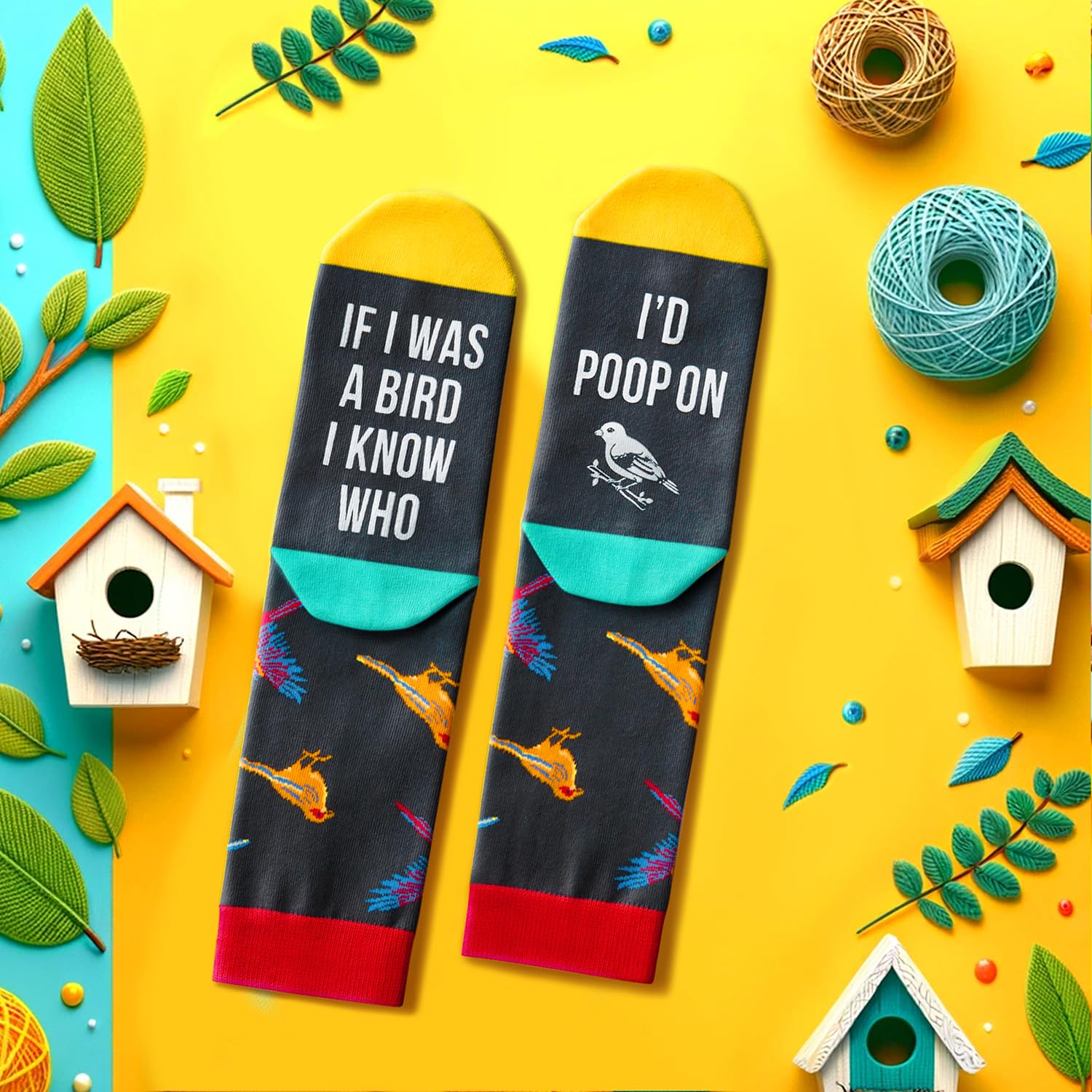 HAPPYPOP Funny Socks for Men Teens - Bird Gifts for Women, Birder Gifts Bird Socks Bird Stocking