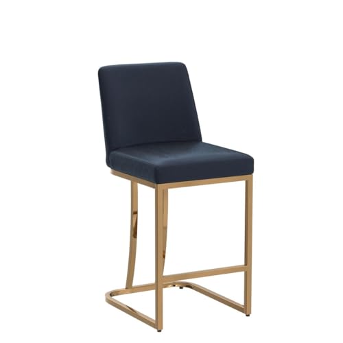 VESCASA 24" H Counter Height Barstools with Back, Mid Century Modern Velvet Upholstered Counter Stool Chairs with Gold Metal Frame for Kitchen Island, Bar, Pub, Set of 2, Black