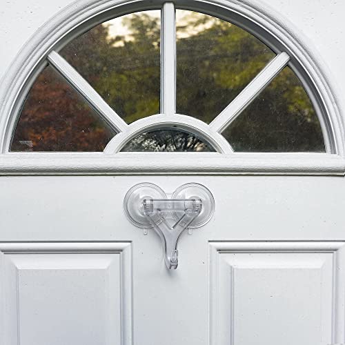 LITES-UP Heavy Duty Double Suction Cup Hook Reusable Wreath Hanger - Holds up to 25 LBs - Set of 2
