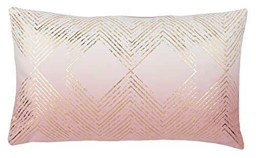 Safavieh Home Collection Sarla Art Deco 12 x 20-inch Blush/Gold Decorative Accent Pillow PLS7144B-1220, 12"x22"