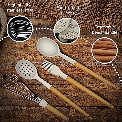 Kitchen Cooking Utensils Set, 14 PCS (Khaki)