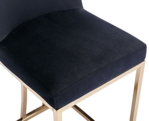 VESCASA 24" H Counter Height Barstools with Back, Mid Century Modern Velvet Upholstered Counter Stool Chairs with Gold Metal Frame for Kitchen Island, Bar, Pub, Set of 2, Black