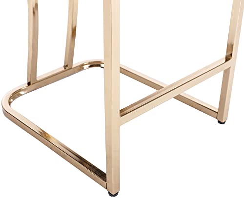 VESCASA 24" H Counter Height Barstools with Back, Mid Century Modern Velvet Upholstered Counter Stool Chairs with Gold Metal Frame for Kitchen Island, Bar, Pub, Set of 2, Black