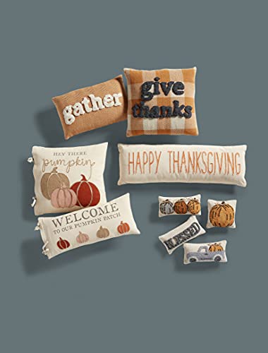 Mud Pie, Blessed, Mu dPie Fall Mini Hooked Pillow, 6" x 12"