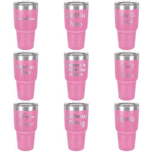 Your Name Text Engraved, Stainless Steel Tumbler, Customized cups, Double Wall Vacuum Insulated Mug Hot Cold Drink With Lid, Straw Option - 16 Different Colors (30oz, Personalize Name, Pink)