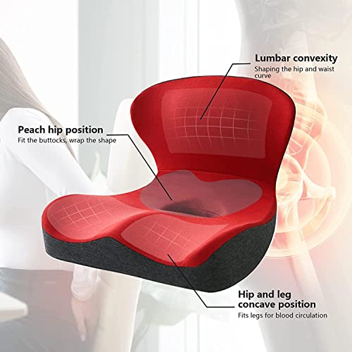 STIDE Memory Foam Seat Cushion & Lumbar Support Pillow for Office Chair Car Wheelchair Orthopedic Chair Pad and Back Cushion for Lower Back,Green
