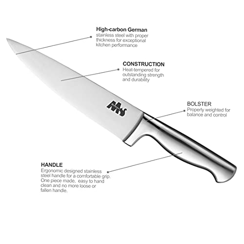 McHome MHK21 Knife Sets,15 Pieces German Stainless Steel Kitchen Knives Block Set with Built-in Sharpener