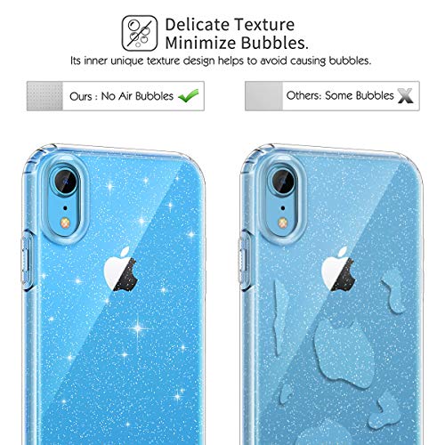 Lamcase for iPhone XR Case, Crystal Clear Bling Sparkly Glitter Shiny Soft Flexible TPU Slim Fit Drop Protection Rugged Shockproof Cover Case for Apple iPhone XR 6.1 inch (2018), Clear Glitter