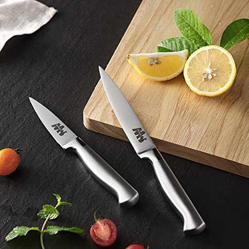 McHome MHK21 Knife Sets,15 Pieces German Stainless Steel Kitchen Knives Block Set with Built-in Sharpener