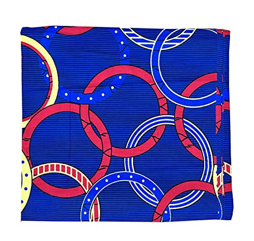 ADWAXDA African Fabric 6 Yards Cotton Wax Print Kente Cloth Ankara Fabric Wax Material for Sewing Dress Clothing(FC044)