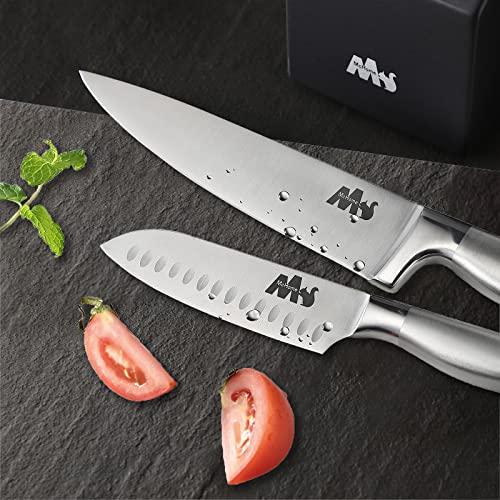 McHome MHK21 Knife Sets,15 Pieces German Stainless Steel Kitchen Knives Block Set with Built-in Sharpener