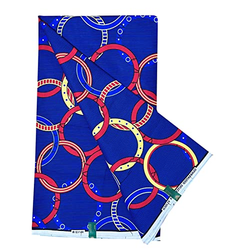 ADWAXDA African Fabric 6 Yards Cotton Wax Print Kente Cloth Ankara Fabric Wax Material for Sewing Dress Clothing(FC044)