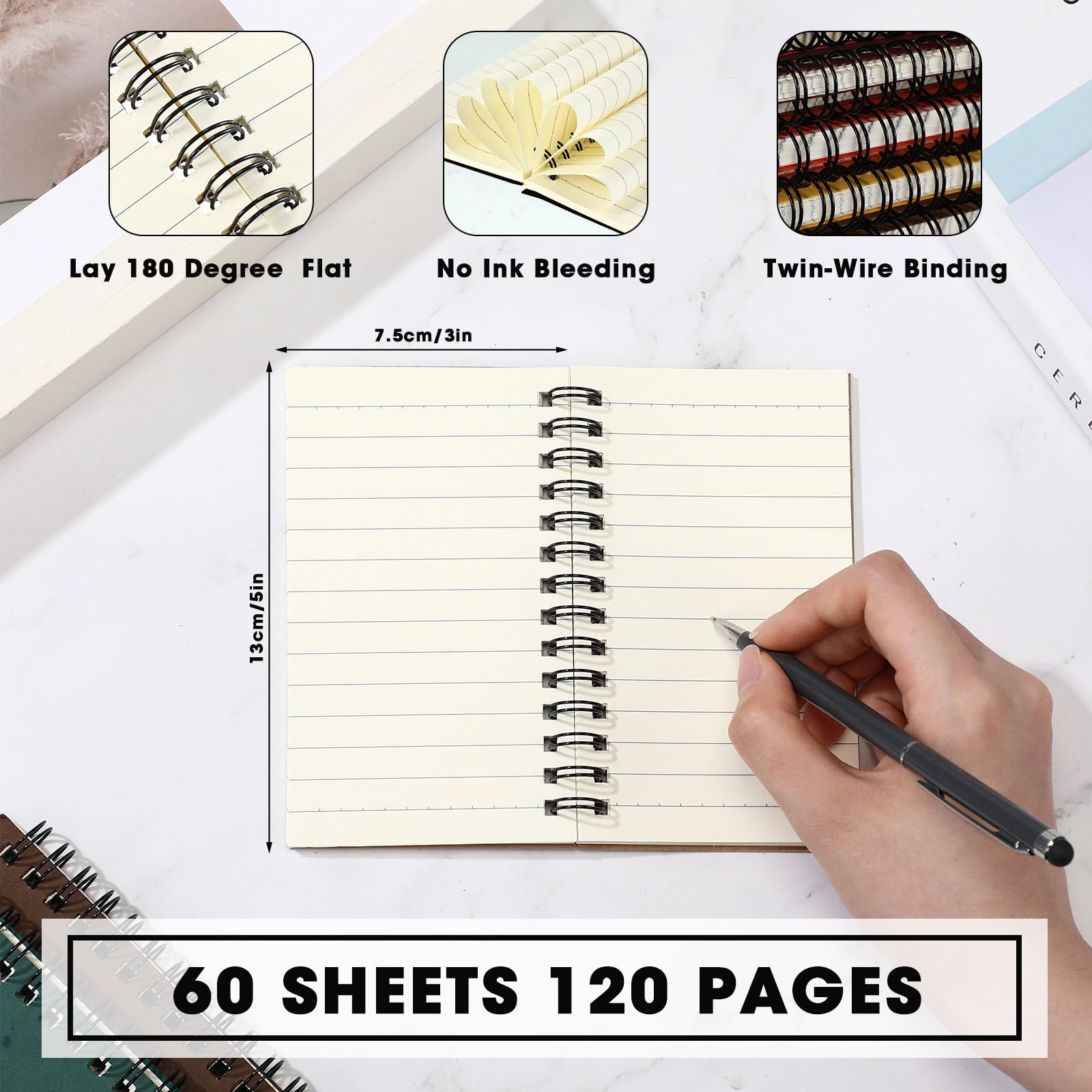 Jutom 18 Pcs Small Spiral Notebooks Memo Pads 3x5 Bulk Small Pocket Notebooks Mini Notepads with Lined Pages Small Journals for Office School Work Writing Supplies,120 Pages (Multi Color)