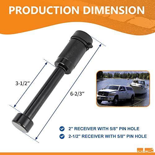Trailer Hitch Locks, Hitch Lock with 5/8'' Dia 3-1/2β Long Pin Fits Class III IV 2"& 2-1/2" Hitches, Trailer Hitch Lock with Anti-Rattle O-Rings for Trailer Truck Car Boat (1 Pack)