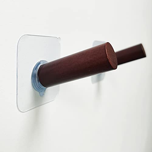 Self Adhesive Hat Hooks for Wall 12 Pieces Solid Wood, Cowboy Hat Hangers for Wall Hat Hook Natural Hat Pegs Hat Hanger for Wall Entryway,Bathroom,Door,Stair-Side,Wardrobe,Closet (Red Beech-12P)