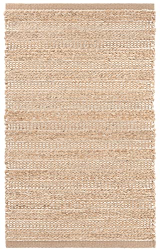 Dash and Albert Simba Jute Area Rug - 2.5' x 8' Runner Ivory Solid Handwoven Accent Rug - Durable, Eco-Friendly, High Traffic Areas Hallway, Stairs, Living Room