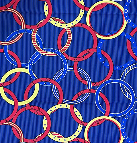 ADWAXDA African Fabric 6 Yards Cotton Wax Print Kente Cloth Ankara Fabric Wax Material for Sewing Dress Clothing(FC044)