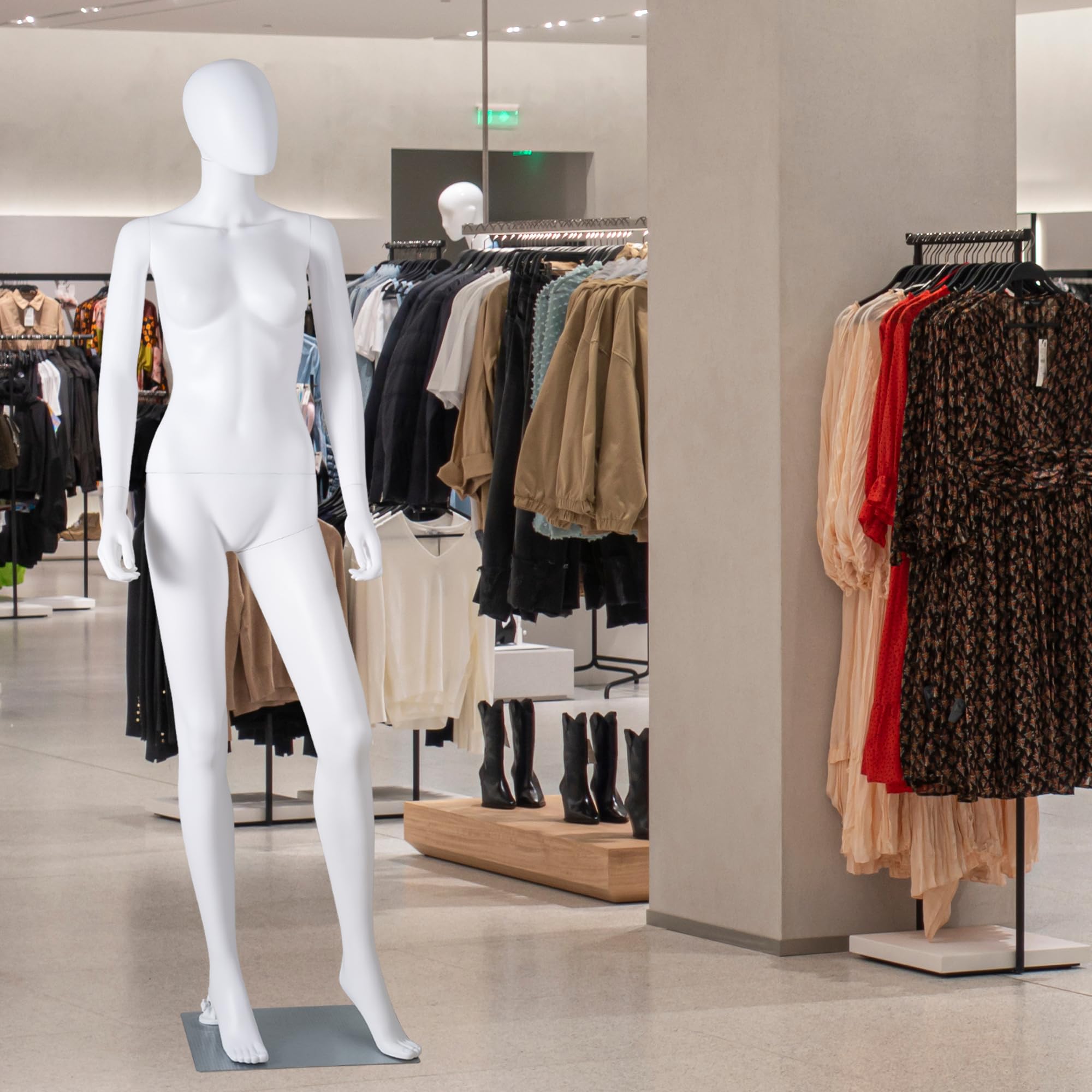 Spurgehom 70" Female Mannequin Torso Dress Form Adjustable Clothing Mannequins with Metal Stand Plastic Realistic Full Body Mannequin Display, White