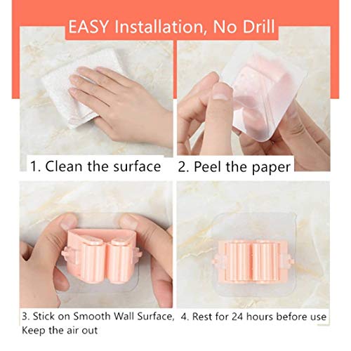 8PCS Broom Holder Wall Mount , No Drilling Self Adhesive Broom Holder, Broom and Mop Organizer Holer Cleaning Supplies Organizer(2Blue/2White/2Pink/2Grey)
