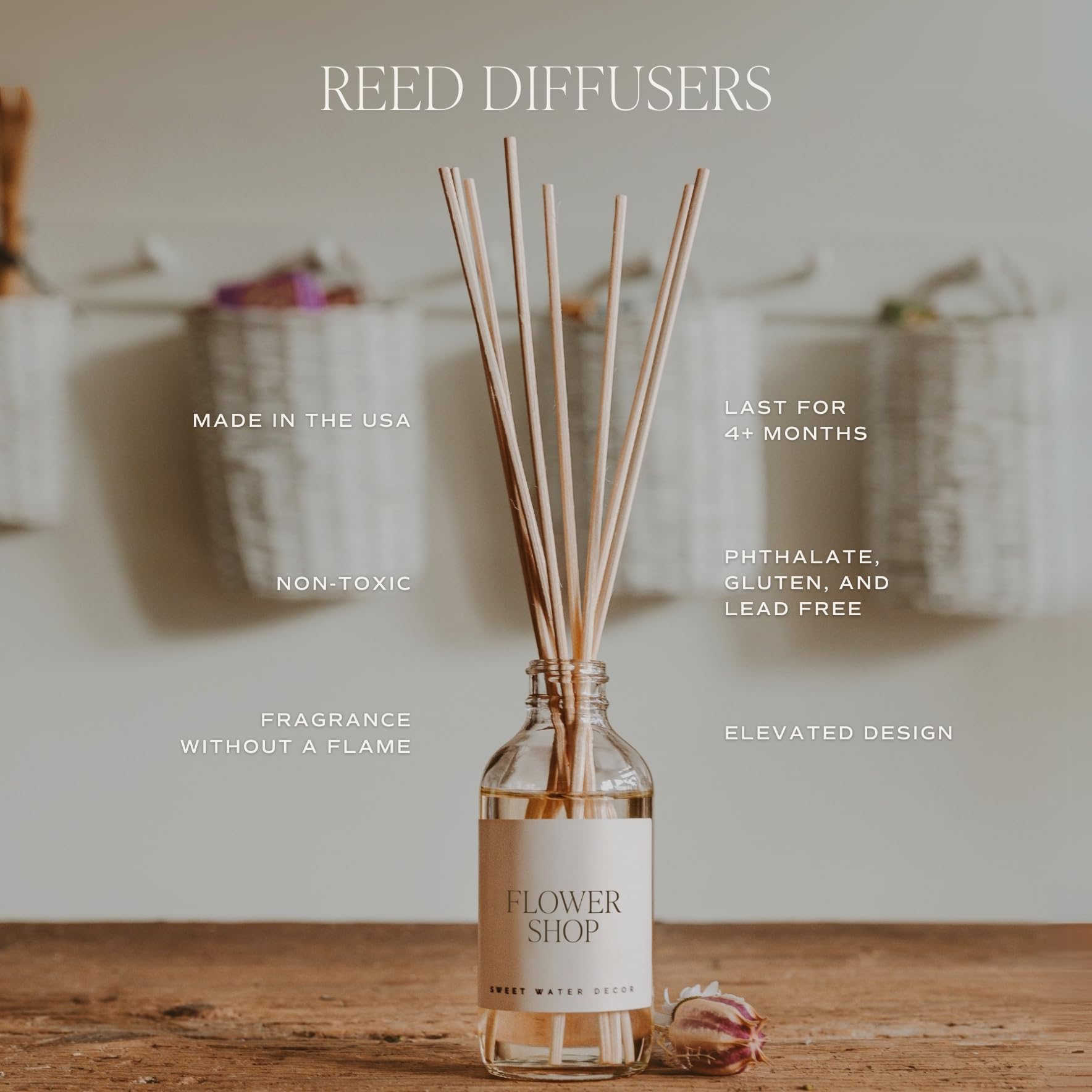 Sweet Water Decor Weekend Reed Diffuser Set for Home - Sage, Orange, Amber, Tonka Bean Scented Reed Diffusers - Air Freshener Lasts 4+ Months, Made in the USA