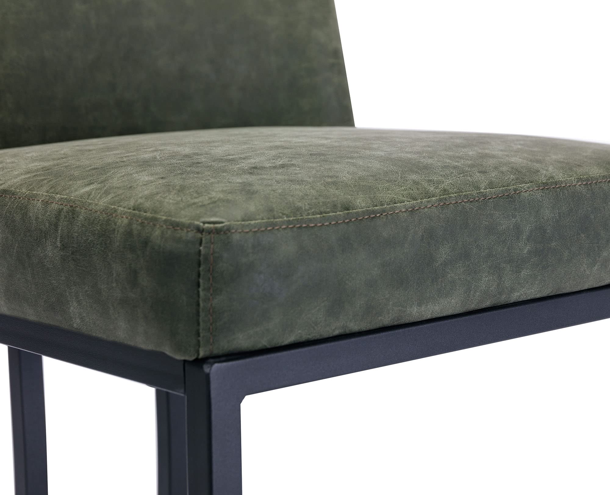 VESCASA 24" H Counter Height Barstools with Back, Mid Century Modern Faux Leather Upholstered Counter Stool Chairs with Black Metal Frame for Kitchen Island, Bar, Pub, Set of 2, Green