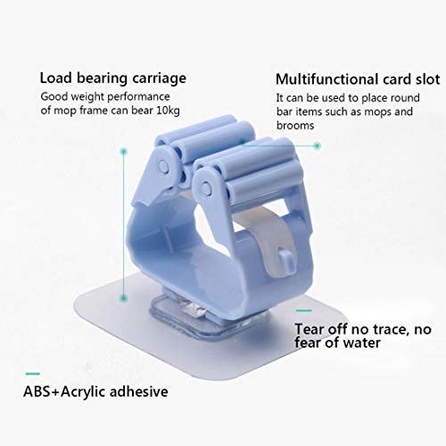 8PCS Broom Holder Wall Mount , No Drilling Self Adhesive Broom Holder, Broom and Mop Organizer Holer Cleaning Supplies Organizer(2Blue/2White/2Pink/2Grey)