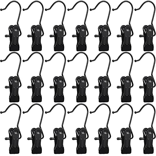 Boot Hanger for Closet, Laundry Hooks with Clips, Boot Holder, Hanging Clips, Portable Multifunctional Hangers Single Clip Space Saving for Jeans, Hats, Tall Boots, Towels (Black, 48 Pieces)