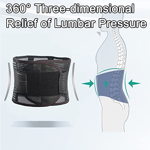 HFSKJWI Lightweight Back Brace with 2 Support Plates for Lower Back Pain Relief,Breathable Mesh Material with Dual Lumbar Pads,Adjustable Lumbar Support Brace for Men Women,XL