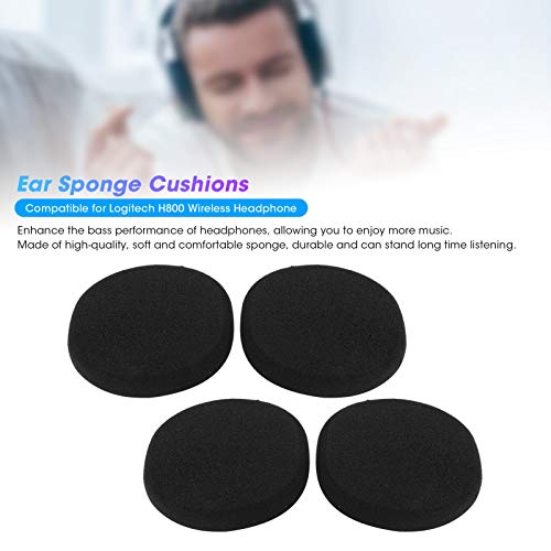 Headphone Ear Pads, 2Pair Cushion Headset Earpads Earmuffs Replacement Earbuds Cover for Logitech H800(Black)
