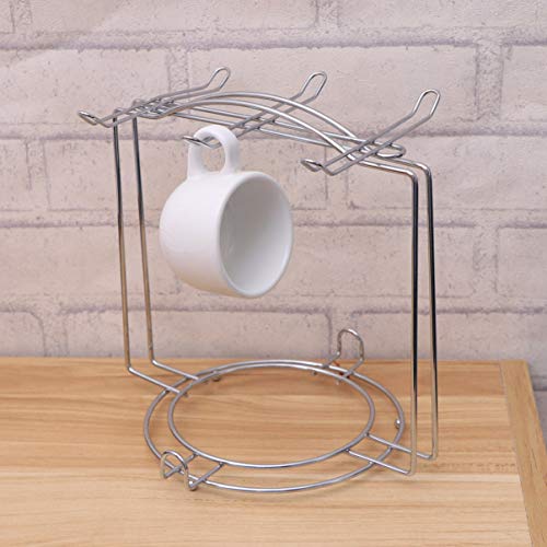 Cabilock Mug Stand Mug Plates Holder Coffee Cup Rack Stand Stainless Steel Coffee Cup Holders for 4 Cups 6 Plates ( Silver ) Mug Tree