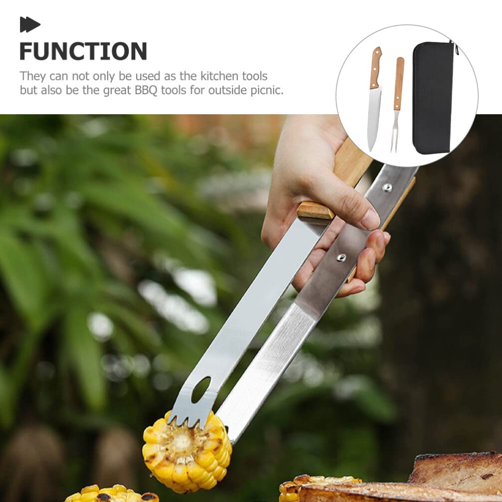 GANAZONO 1 Set Barbecue and Fork Tools BBQ Tools for Outdoor Grill Cooking Cutter Kitchen Essentials Cutter for BBQ Barbecue Grill Cutter Food Barbecue Stainless Steel Barbecue