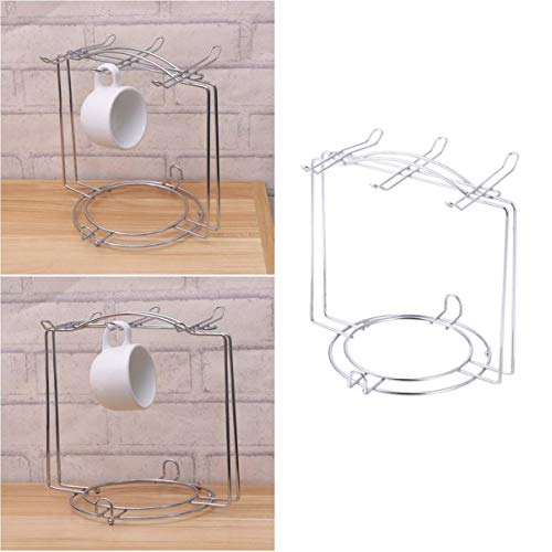 Cabilock Mug Stand Mug Plates Holder Coffee Cup Rack Stand Stainless Steel Coffee Cup Holders for 4 Cups 6 Plates ( Silver ) Mug Tree