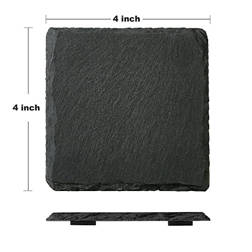 Cakocaco Set of 12 Slate Coasters, Non-Stick, Anti-Slip Drink Coasters, Personalized Engraving Available, Bulk Square Coasters for Drinks, Outdoor Stone Coasters for Any Wood, Marble Dinning Table…