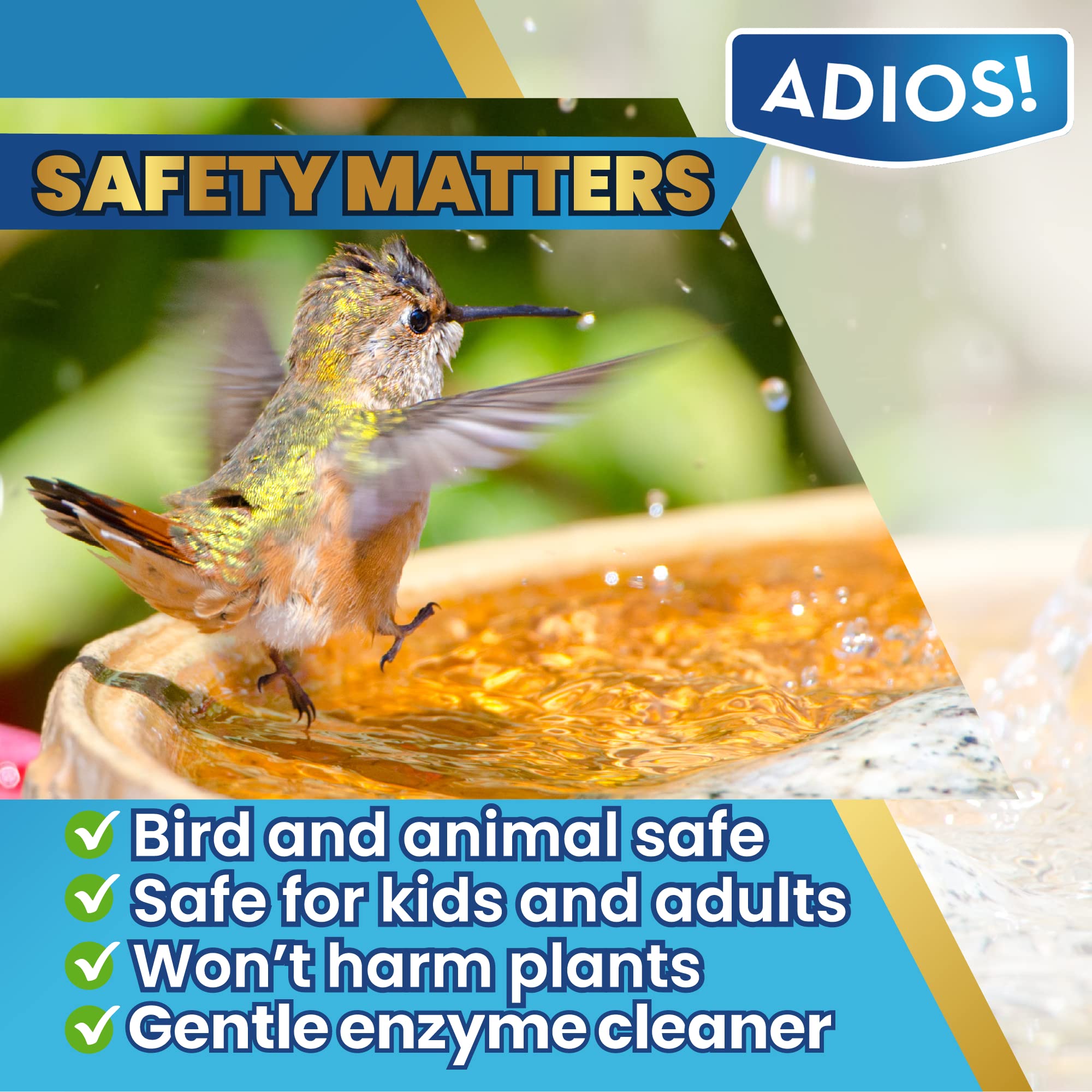 Adios! Fountain Cleaner and Clarifier for Outdoor and Indoor Fountains β Safe for Plastic, Metal, Glass and Stone (32oz)
