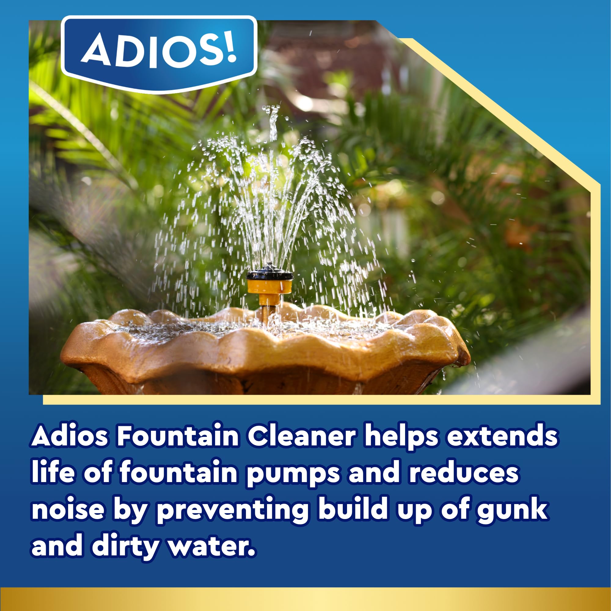 Adios! Fountain Cleaner and Clarifier for Outdoor and Indoor Fountains β Safe for Plastic, Metal, Glass and Stone (32oz)